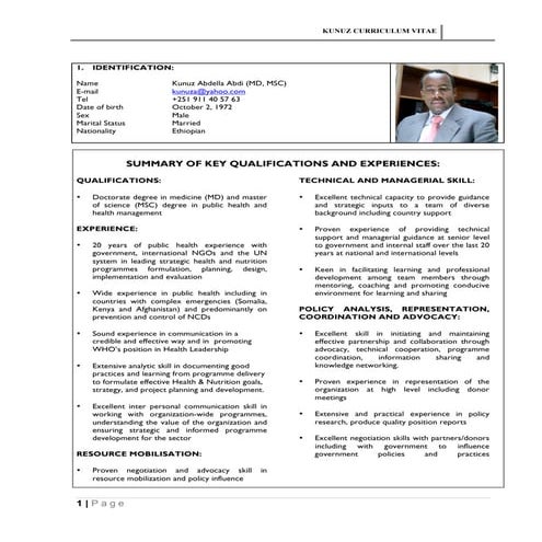 CV Kunuz Abdella updated 2016 | PDF