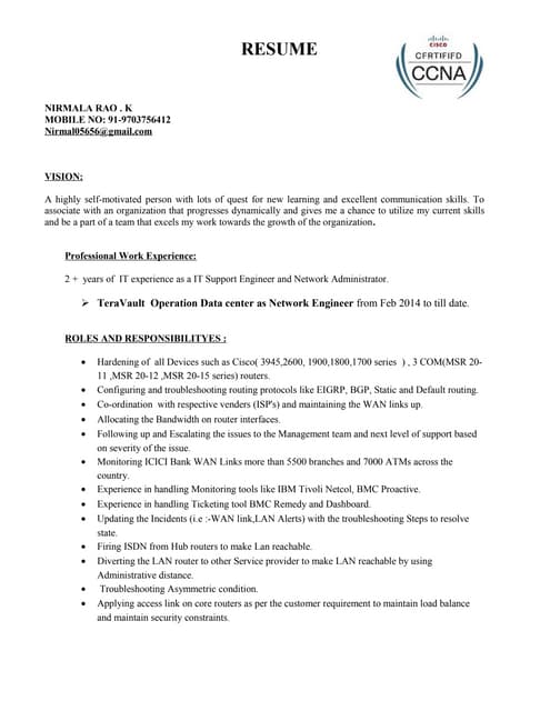Resume | DOCX | Computer Networking | Computing