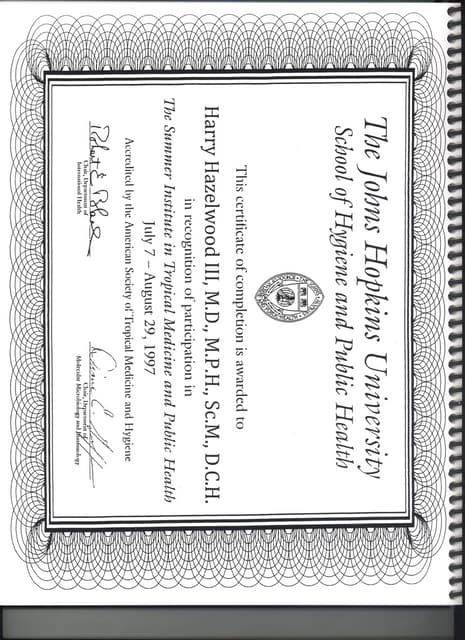 Hopkins Joint Certificate | PDF