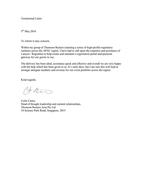 Testimonial letter | DOCX