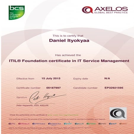 ITIL Certificate | PDF