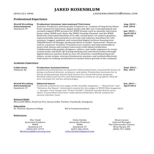 TV Resume | PDF