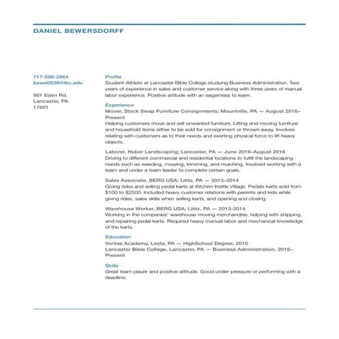 Daniel Bewersdorff Resume Adidas | PDF