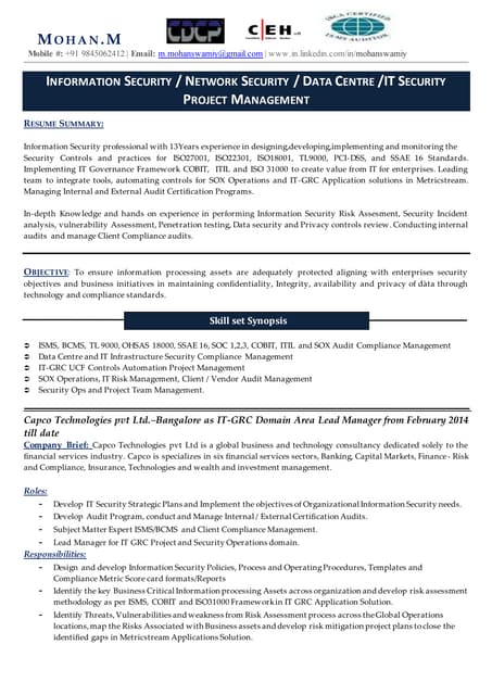 Adarsh Resume ISO27001 | DOC | IT and Internet Support | Internet