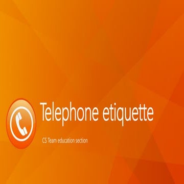 Telephone Etiquette | PPSX