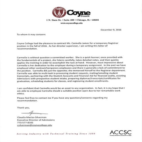 CJames Recommendation Letter | PDF