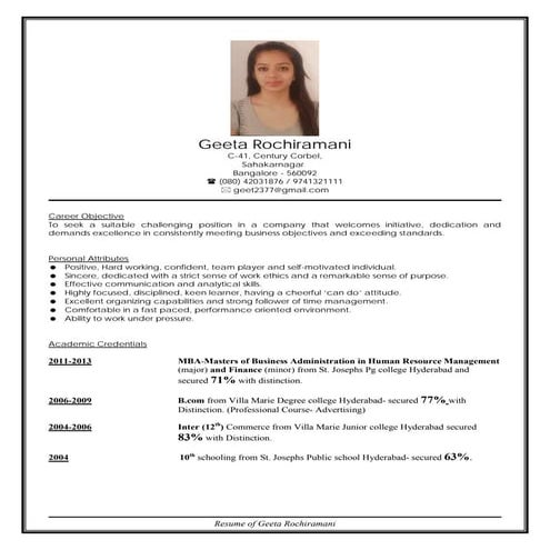 Geeta Rochiramani Resume- | PDF