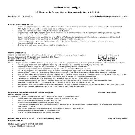 H Wainwright CV | PDF