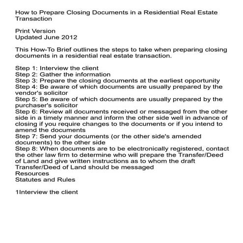 How to Prepare Closing Documents in a Residential Real Estate ...