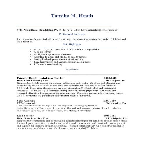 Resume, Vanessa Pierce | PDF