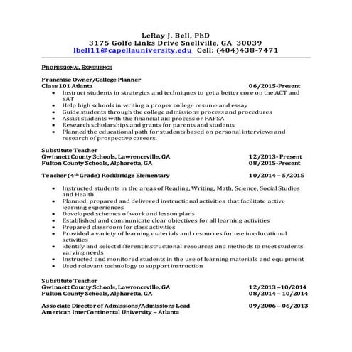 Bell Resume Fall 2016 | DOCX