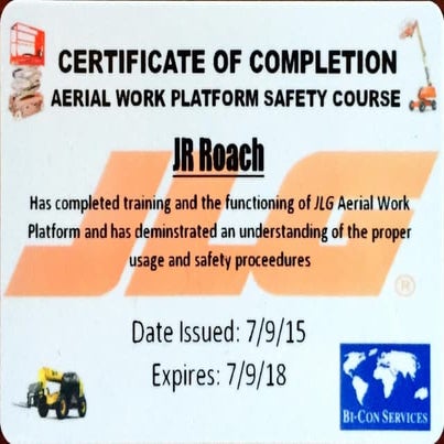 Certificate JLG Aerial | PDF