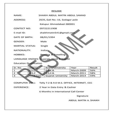 RESUME M. SHAIKH | PDF