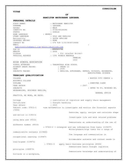 CURRICULUM VITAE | DOCX | Technology & Computing