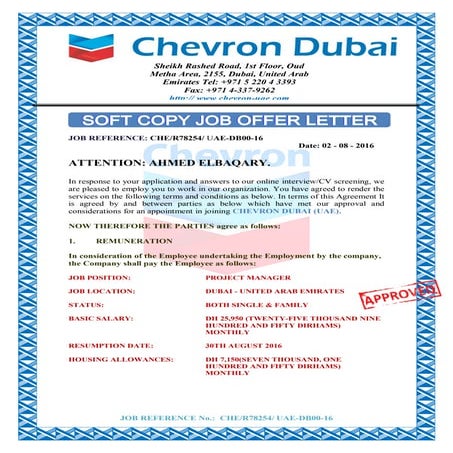 CHEVRON CONTRACT APPOINTMENT LETTER | PDF