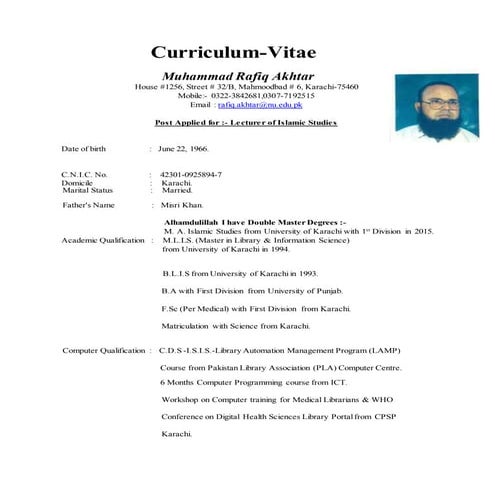 Rafiq's Islamic St.2013 CV | DOCX