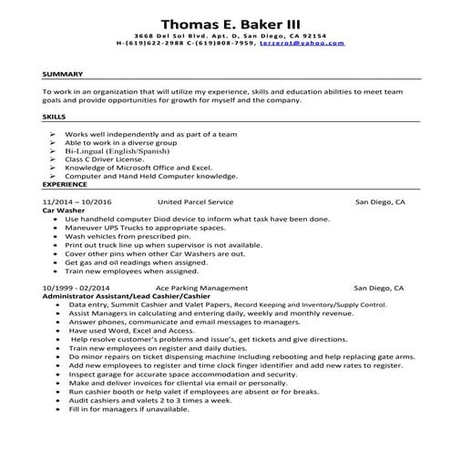 Thomas E Baker Resume | PDF