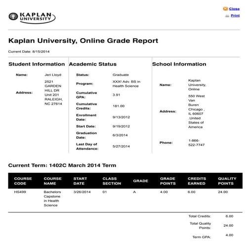 Kaplan grades | PDF