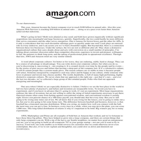 Amazon Annual Letters | PDF