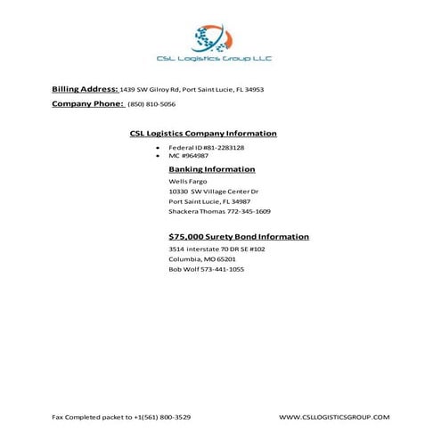 Carrier Full Packet | DOCX