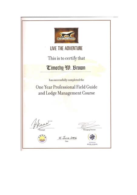 CK document Tim Brown Tours | PDF