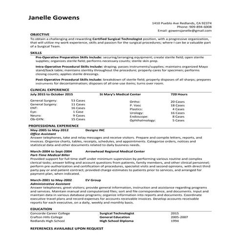 Janelle Gowens CST Resume | DOC