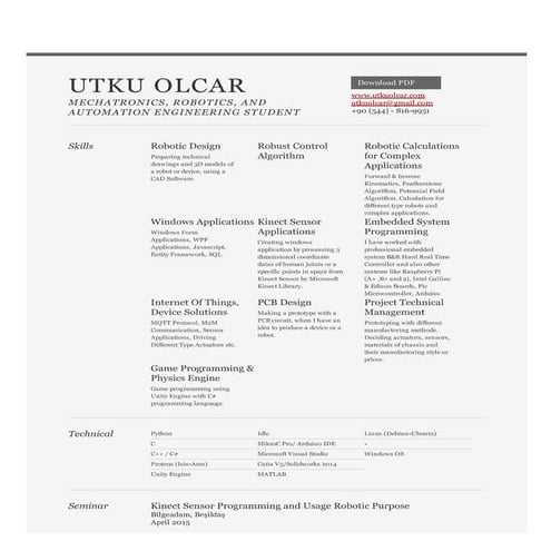 Cv Utku Olcar Pdf