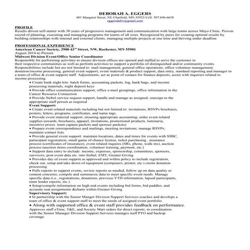 Deborah Ann Eggers Resume 2015 | PDF