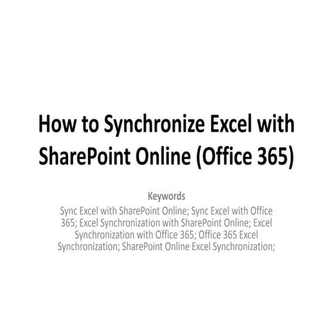 How To Synchronize Excel With Sharepoint Online Ppt 1911