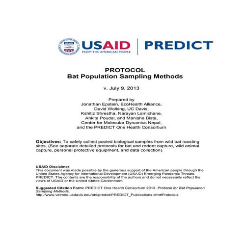 PROTOCOL Bat sampling method | PDF