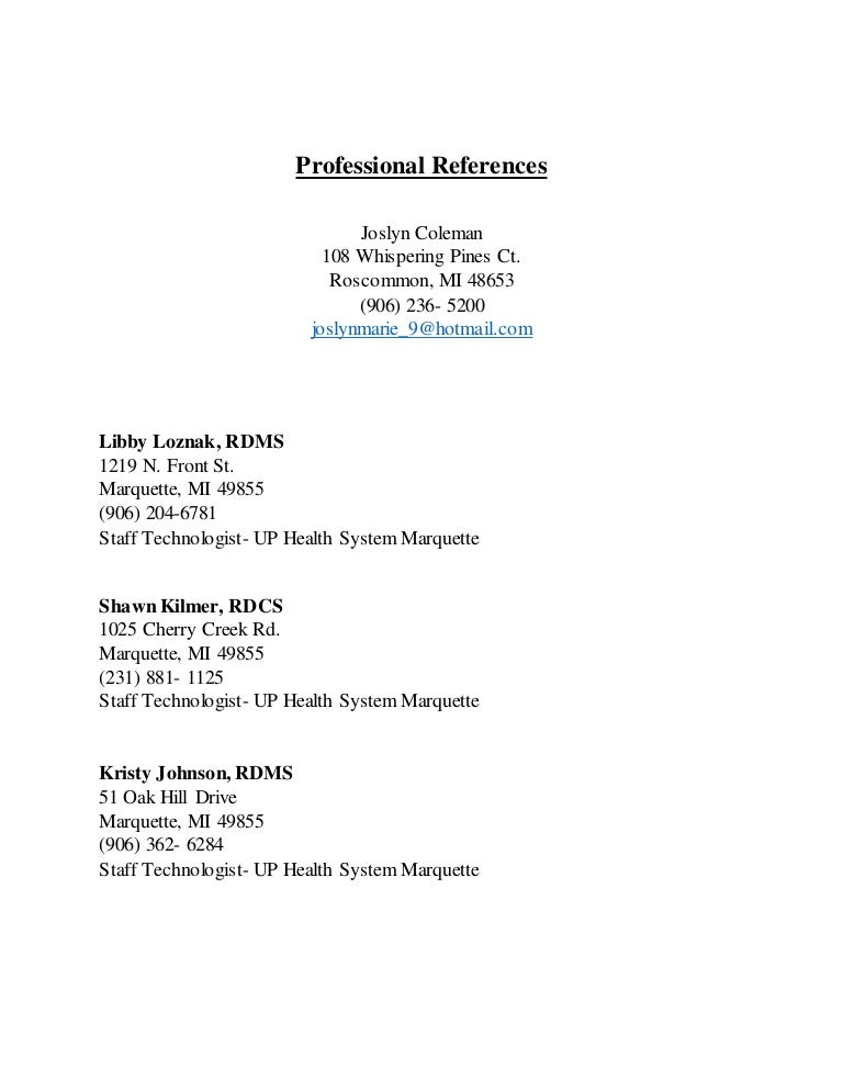 Professional References Professional References