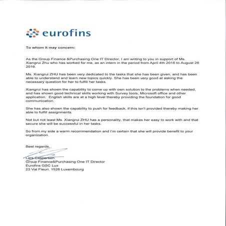 Ref letter from Lars Eurofins | PDF