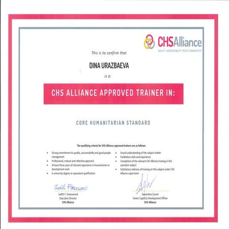 CHS Certificate of Approved Trainer | PDF