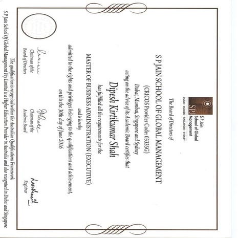 MBA Certificate | PDF