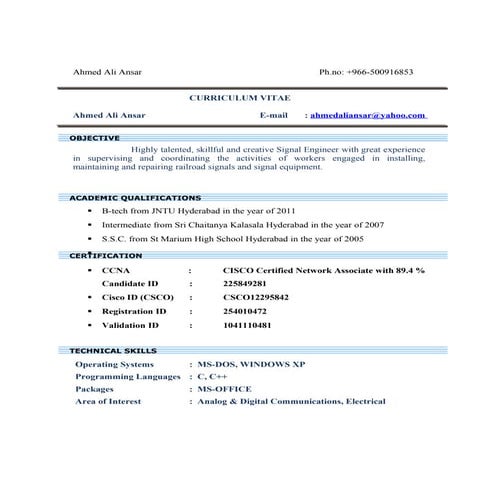 Ansar Resume | DOC | Technology & Computing