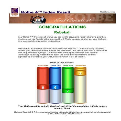 Kolbe A Index Results | PDF