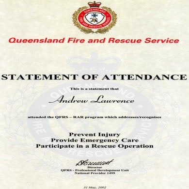 Statement of Attainment-Prevent Injury-Provide Emergency Care ...