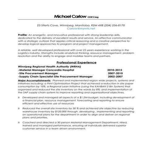 Michael Carlow Resume 6 | RTF