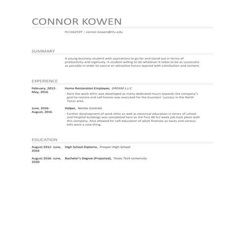 Connor Kowen RESUME | PDF