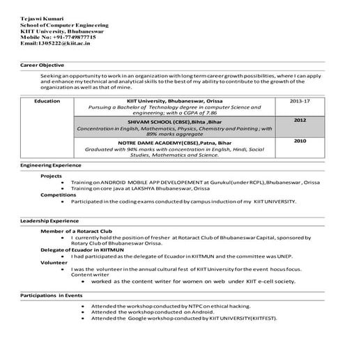 tejaswi CV | DOCX | Computer Software and Applications | Computing