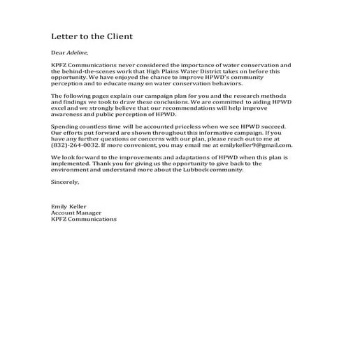 Letter to the Client | DOCX
