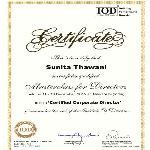 IOD Certificate | PDF