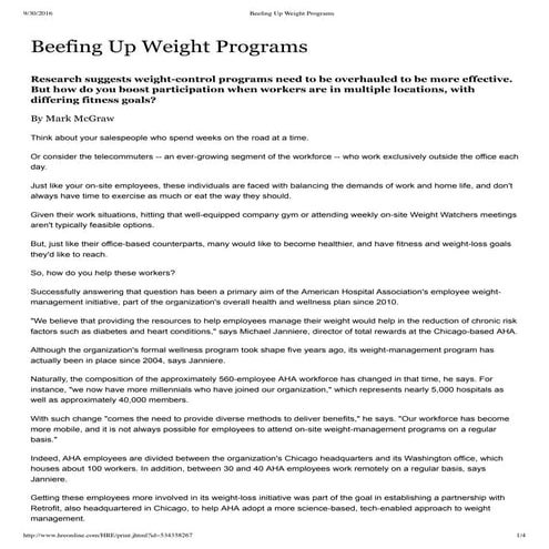 Beefing Up Weight Programs | PDF