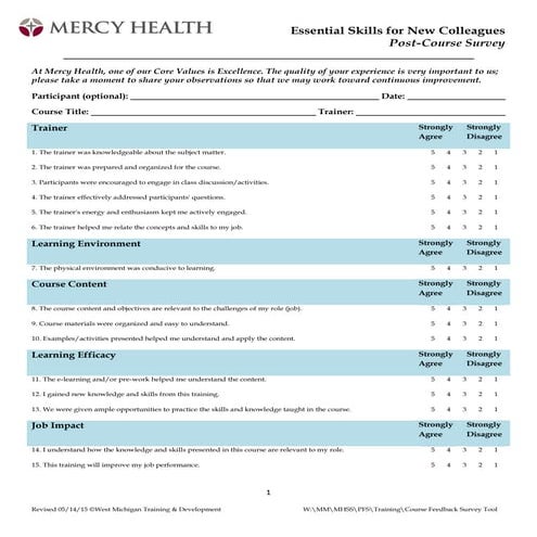 Feedback Survey MH May2015 | PDF