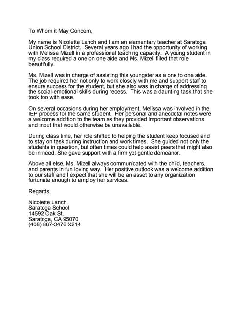 Letter of Recommendation for Jennifer Avalos | DOCX