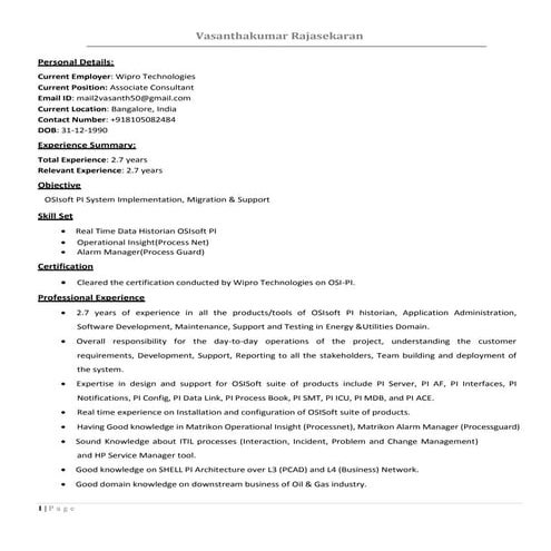 Vasanthakumar_OSI PI Consultant | PDF
