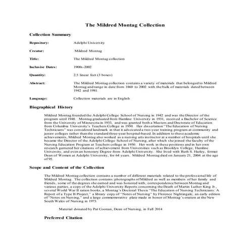 Montag Finding Aid | DOCX