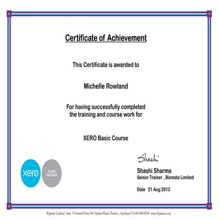 rowland XERO basic cert | PPT