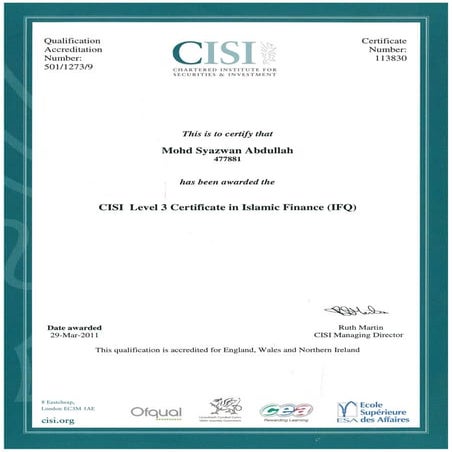 IFQ Certificate | PDF