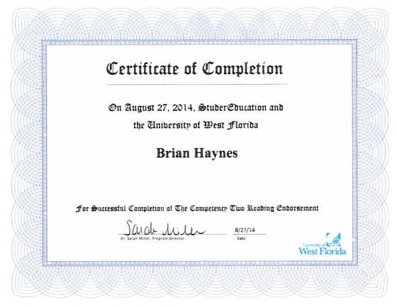 West Florida Certificate of Completion | PDF